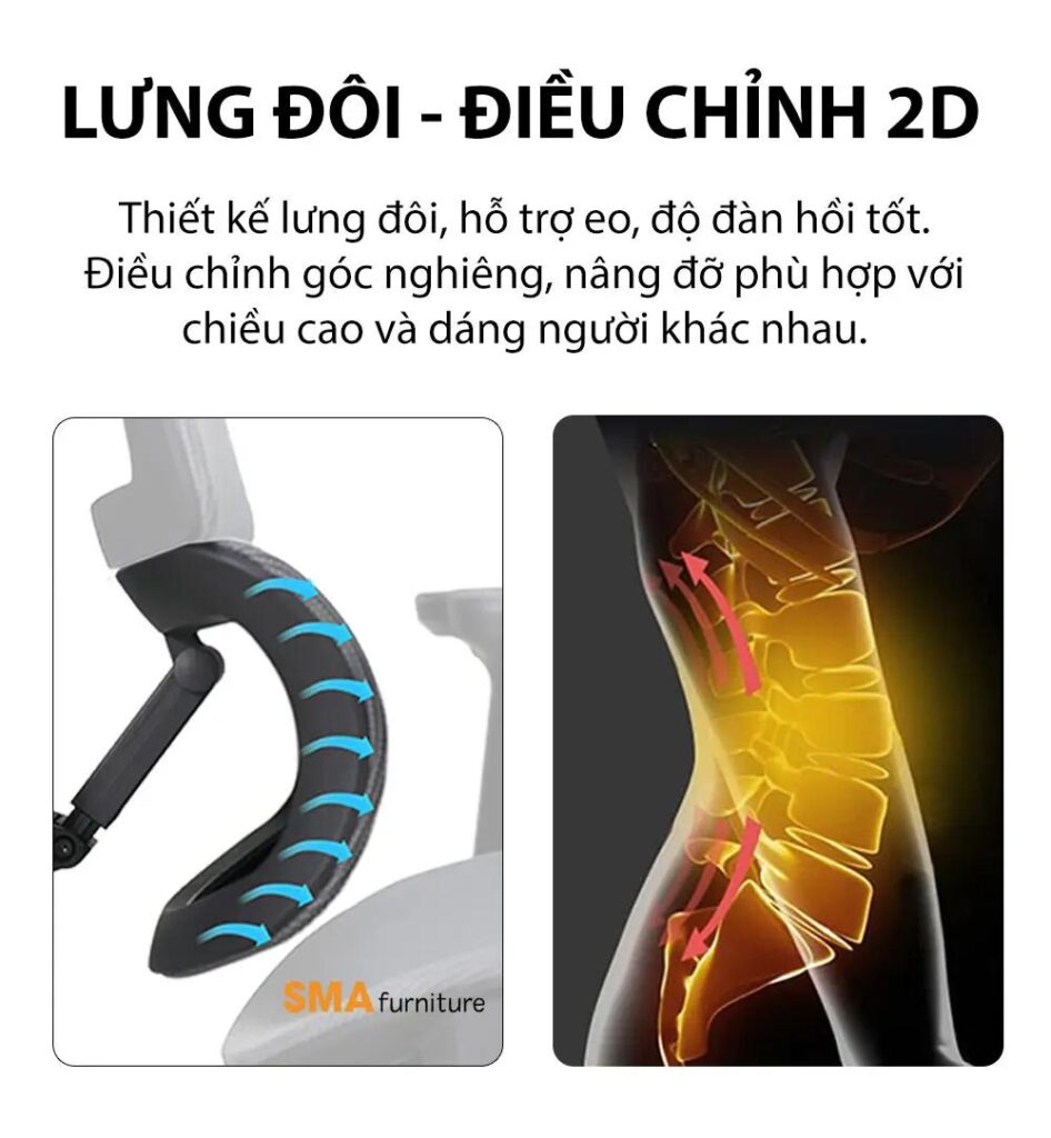 [2 Triệu] Ghế công thái học SMA Lumbar Basic, bảo hành 3 năm